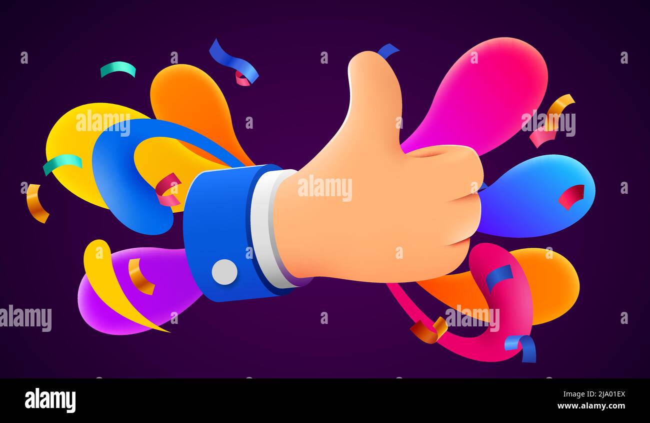 Cartoon human hand with thumb. Concept of like at social network ...