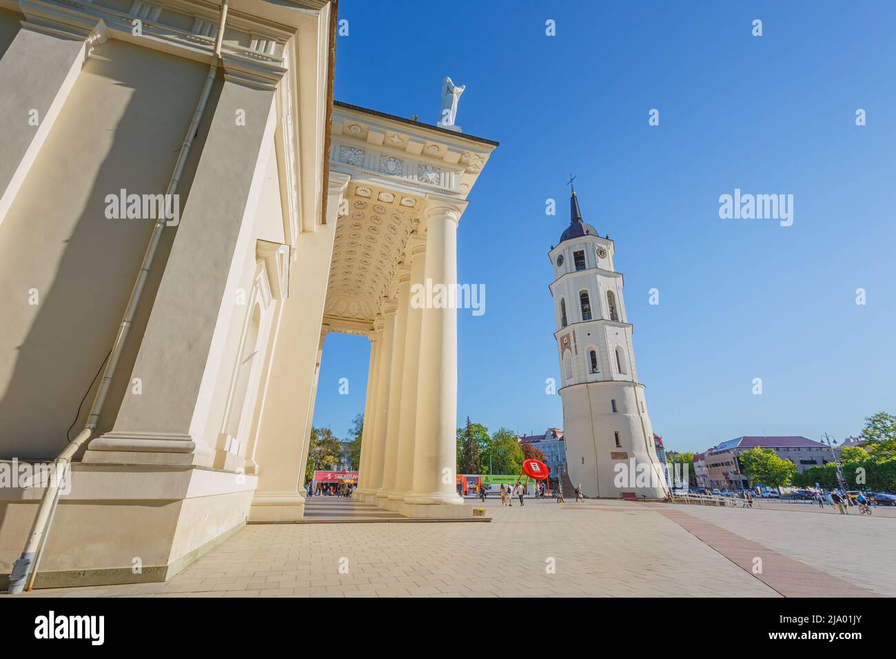 City center in Vilnius with The Cathedral Basilica, Lithuania at spring ...