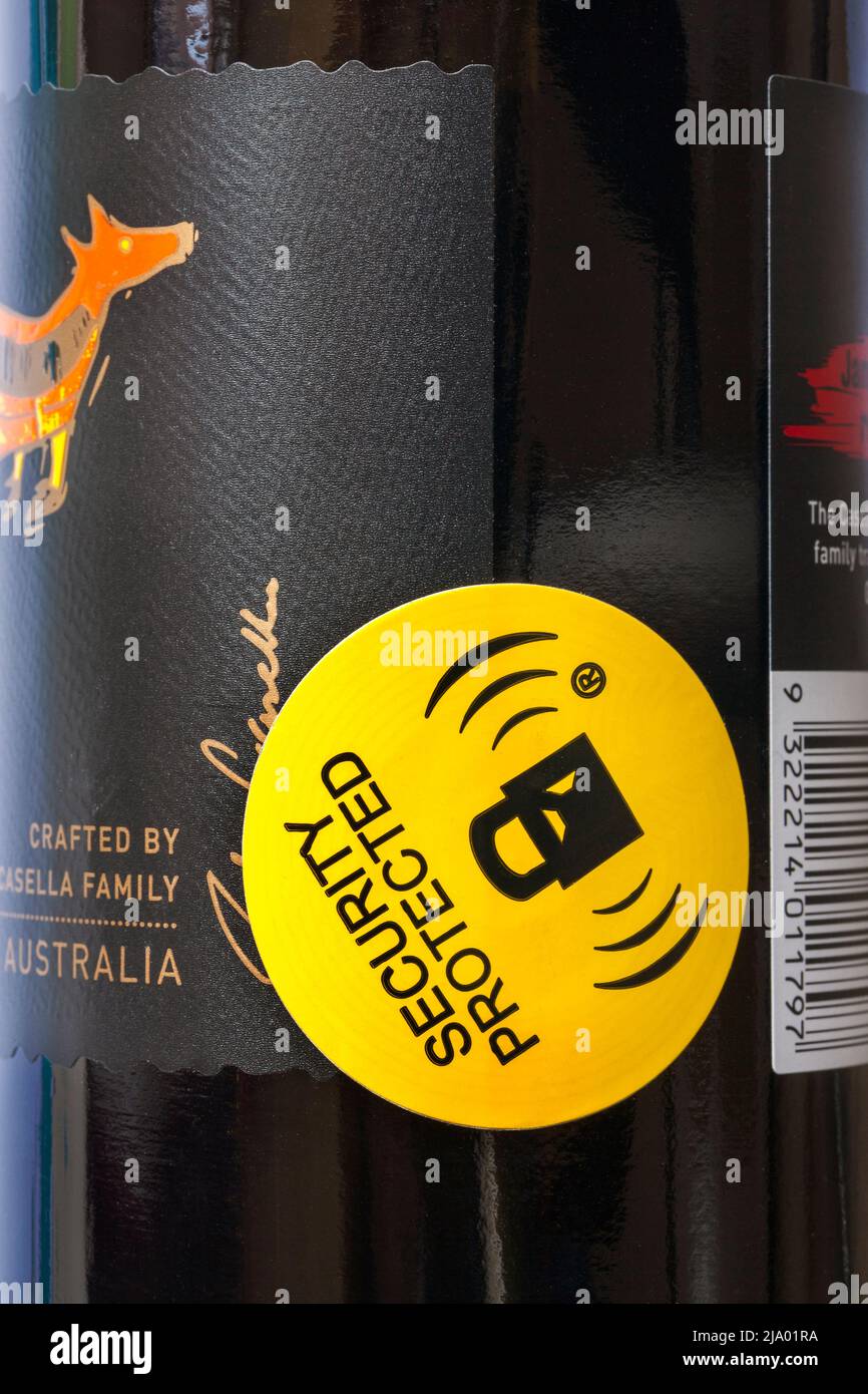 Security Protected sticker label on bottle of Yellow Tail Jammy Red Roo ...
