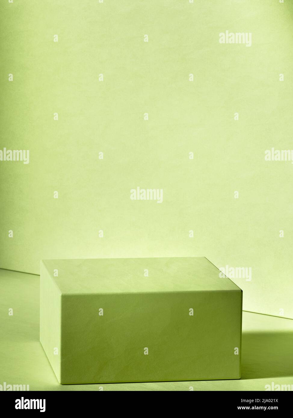 Textured green square pedestal. 3d computer graphic template of ...