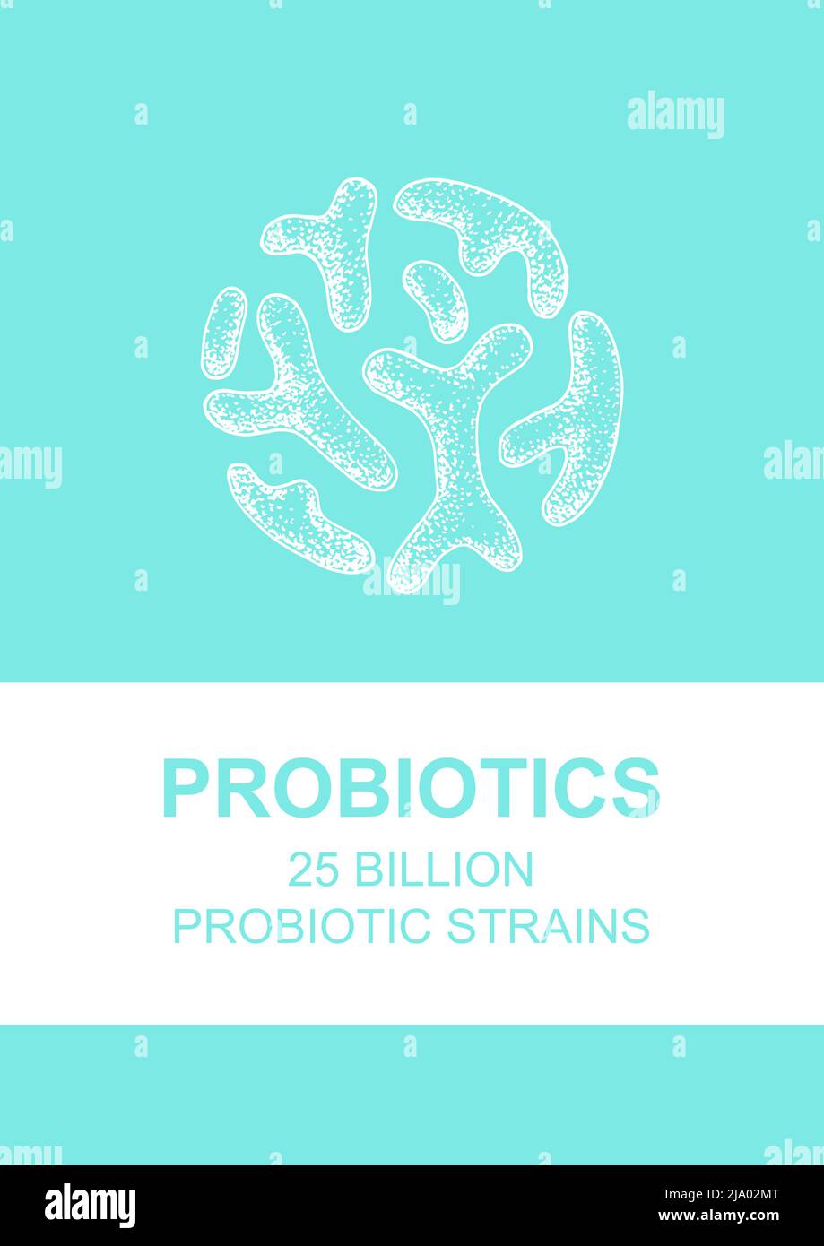 Hand drawn probiotics design for packaging and branding. Vector ...