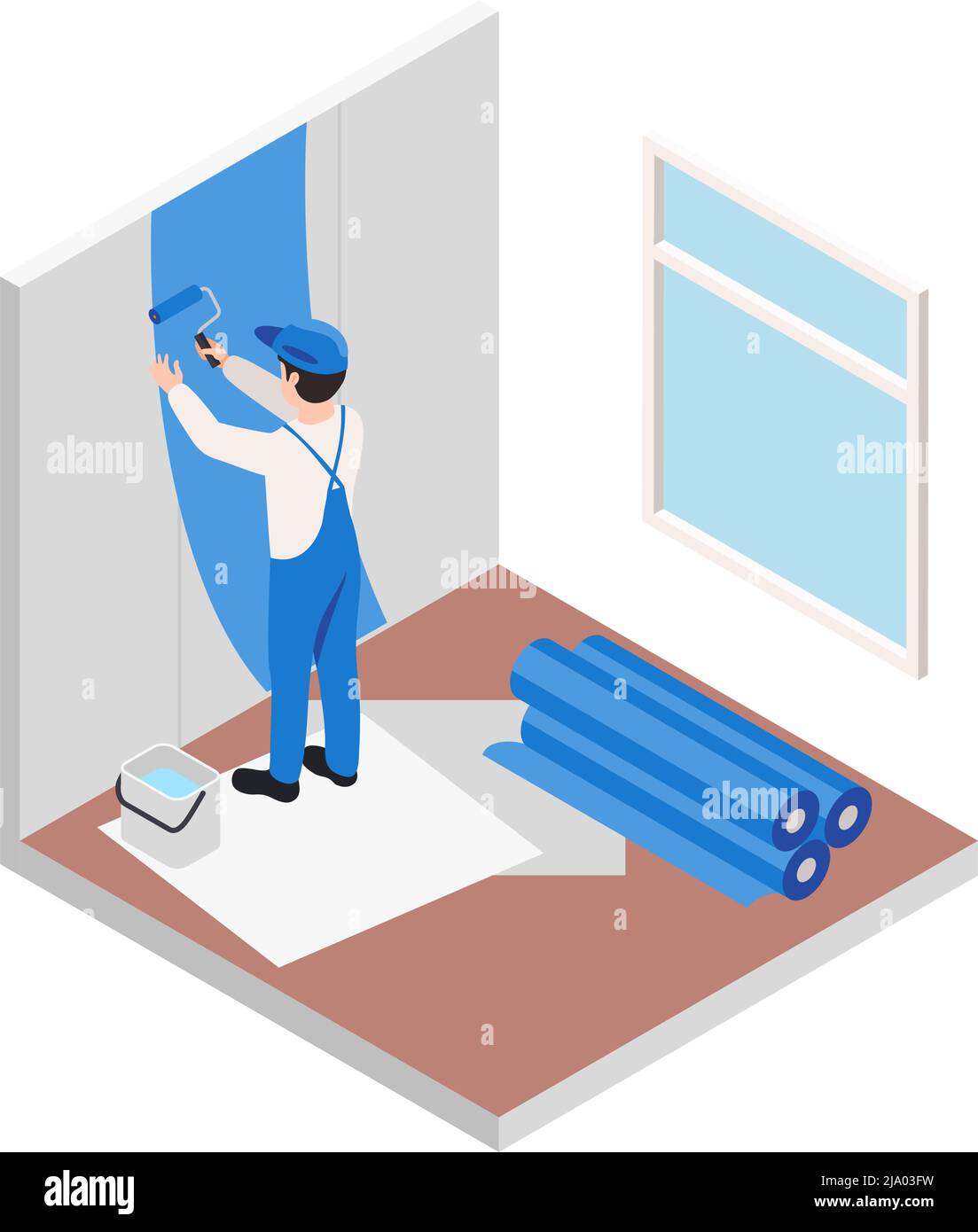 Worker painting walls Stock Vector Images - Alamy