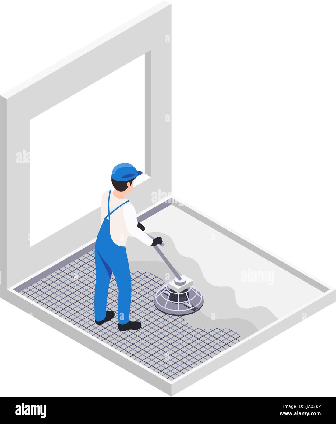 Renovation repair works isometric composition with character of ...