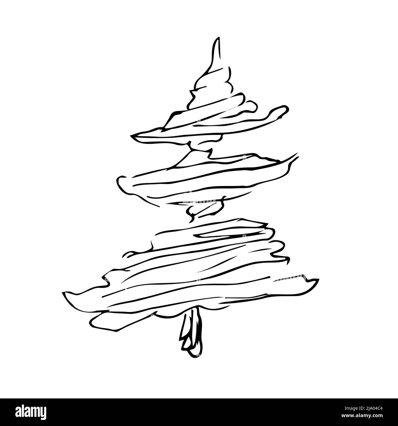 Outline fir tree hand drawn set. Simple style trees Stock Vector Image ...
