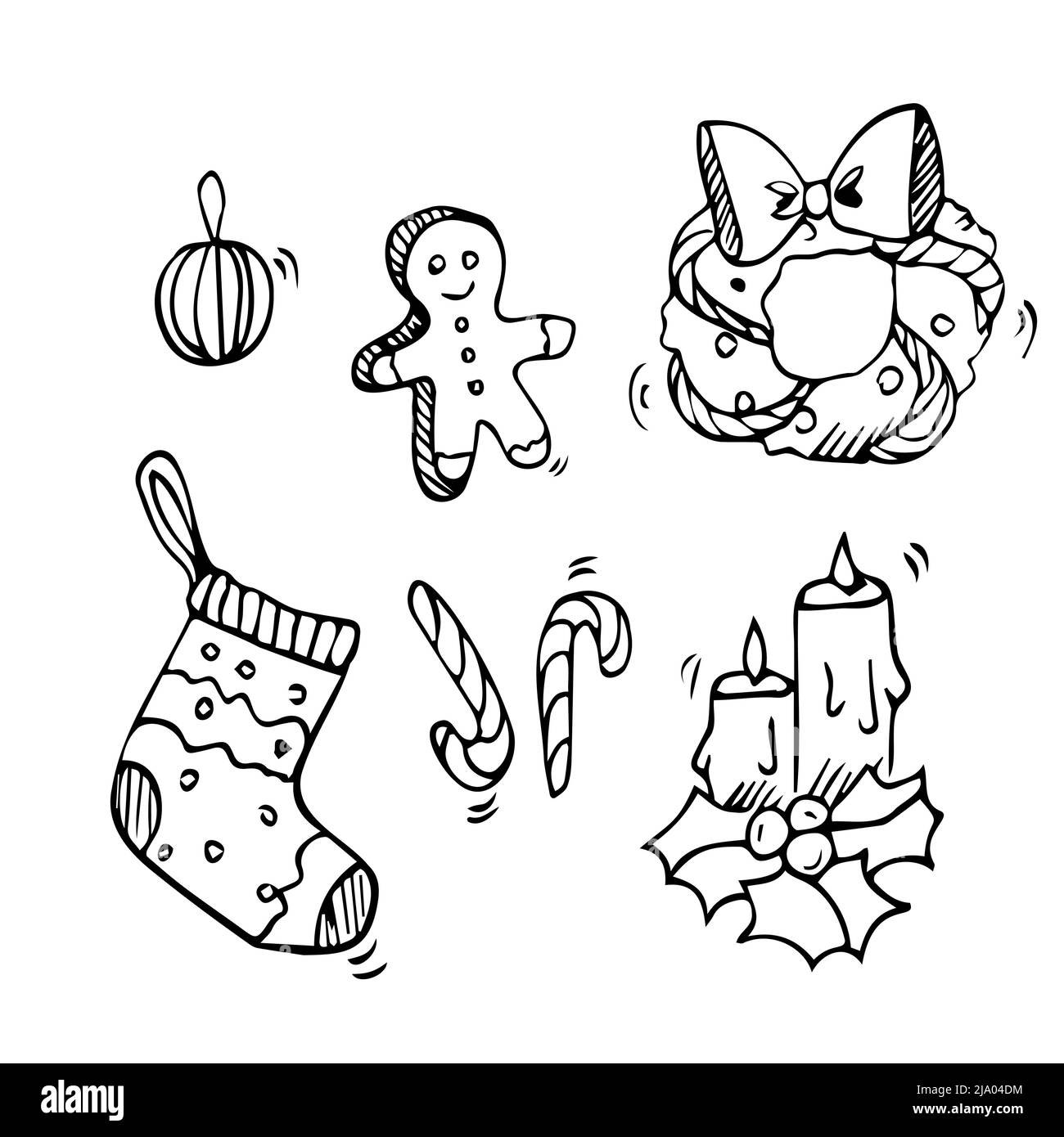 Set of Christmas design element in doodle style. Vector illustration ...
