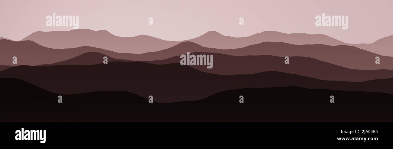 amazing red mountains peaks in the night time digitally drawn ...