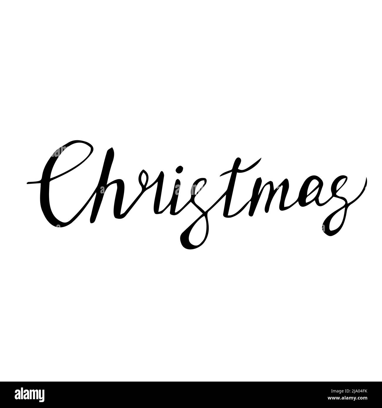 Vector Merry Christmas Lettering Hand Drawn Christmas Text Stock