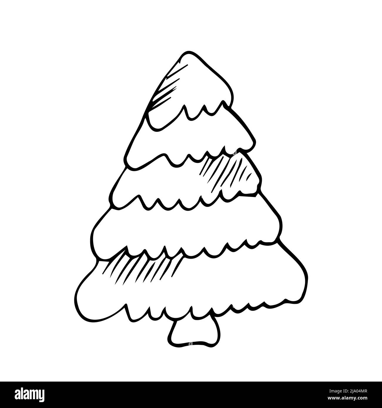 Outline fir tree hand drawn set. Simple style trees Stock Vector Image ...
