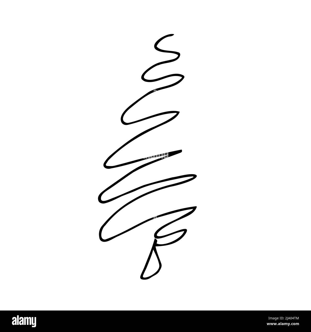 Outline fir tree hand drawn set. Simple style trees Stock Vector Image ...