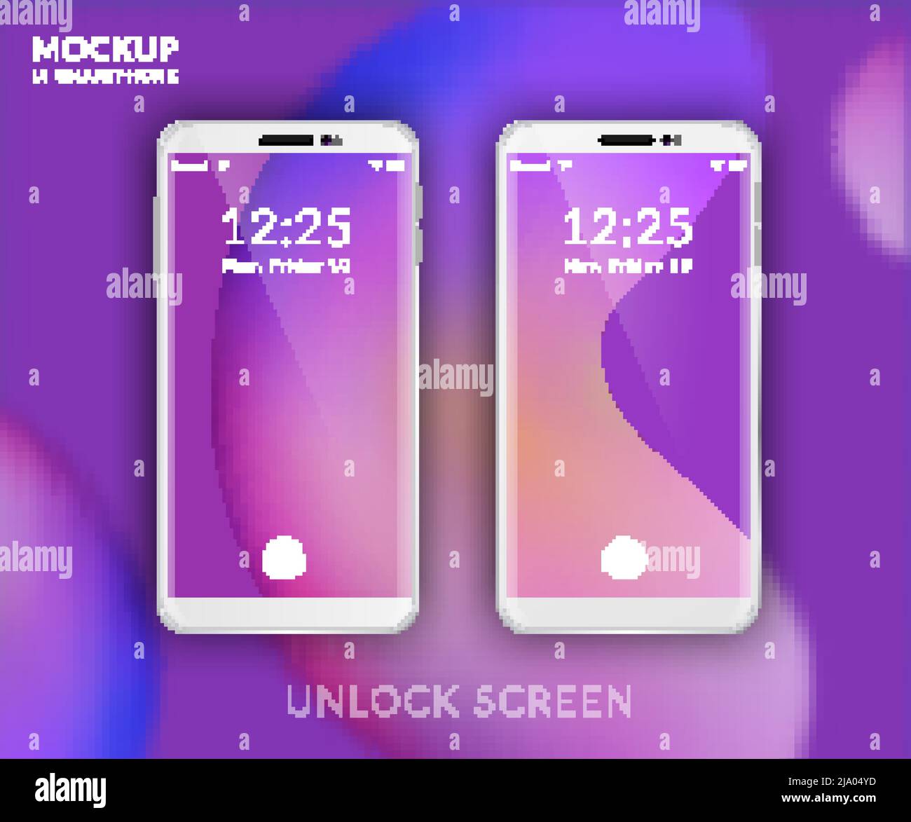 Realistic mobile smartphones template user interface set with images of ...