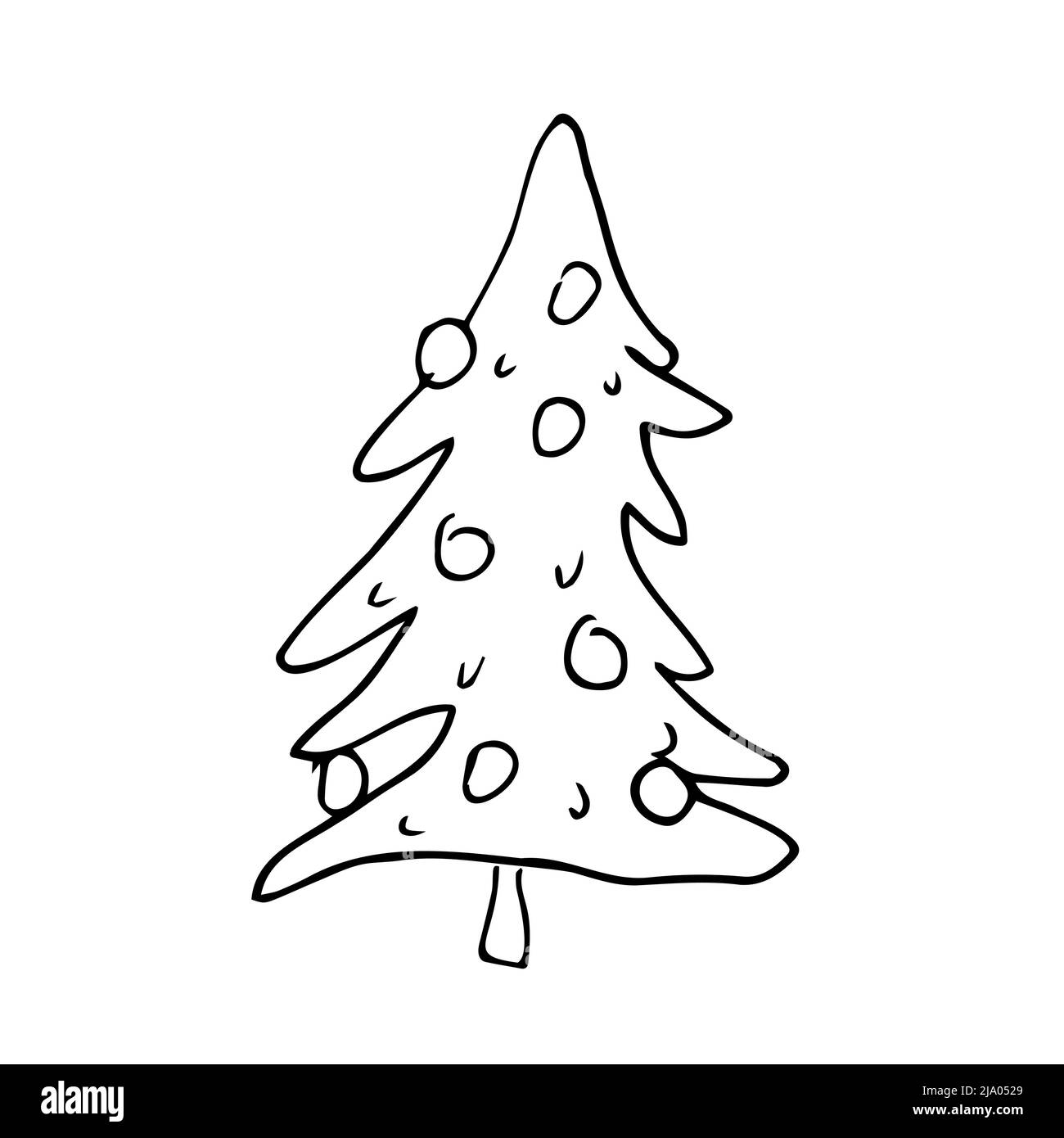 Outline fir tree hand drawn set. Simple style trees Stock Vector Image ...