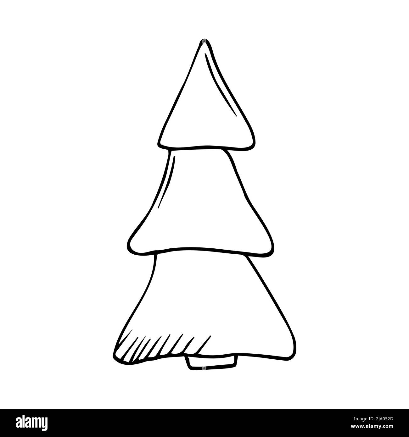 Outline fir tree hand drawn set. Simple style trees Stock Vector Image ...