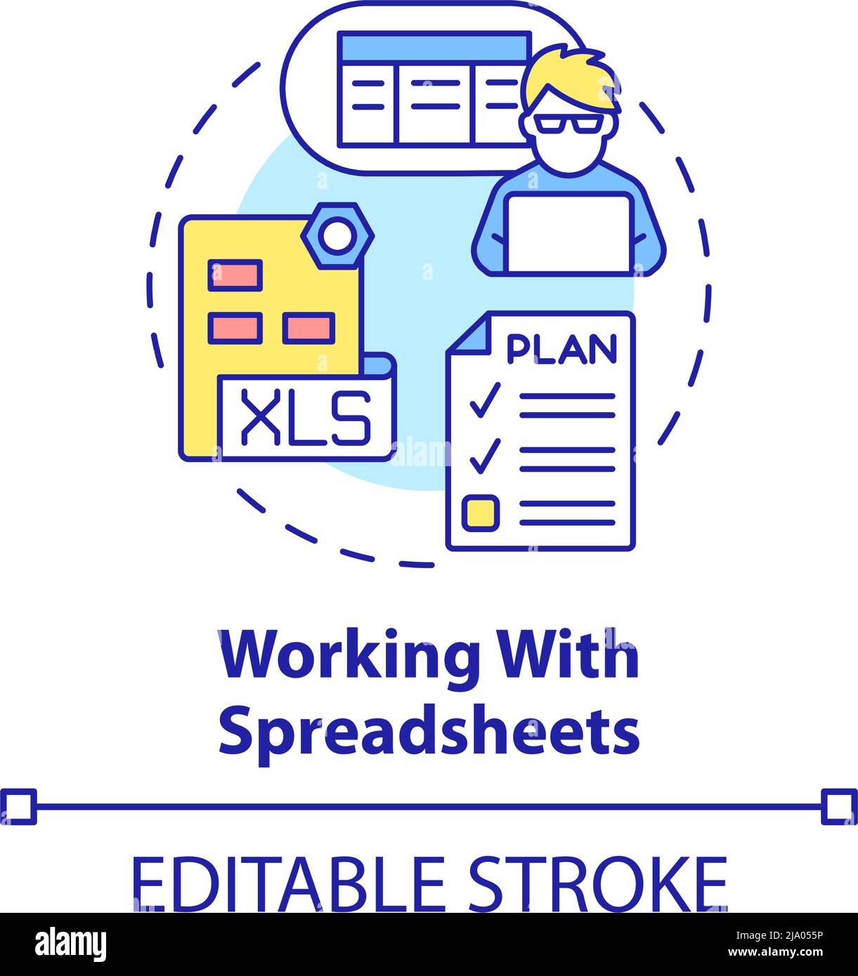 Working with spreadsheets concept icon Stock Vector Image & Art - Alamy