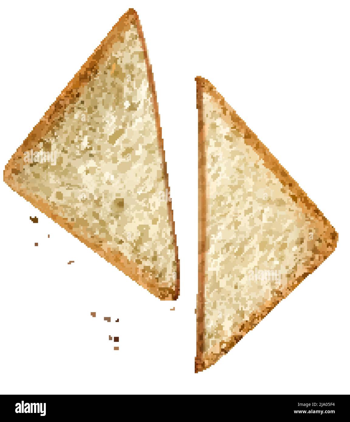 Two realistic triangular slices of wheat bread for sandwiches isolated ...