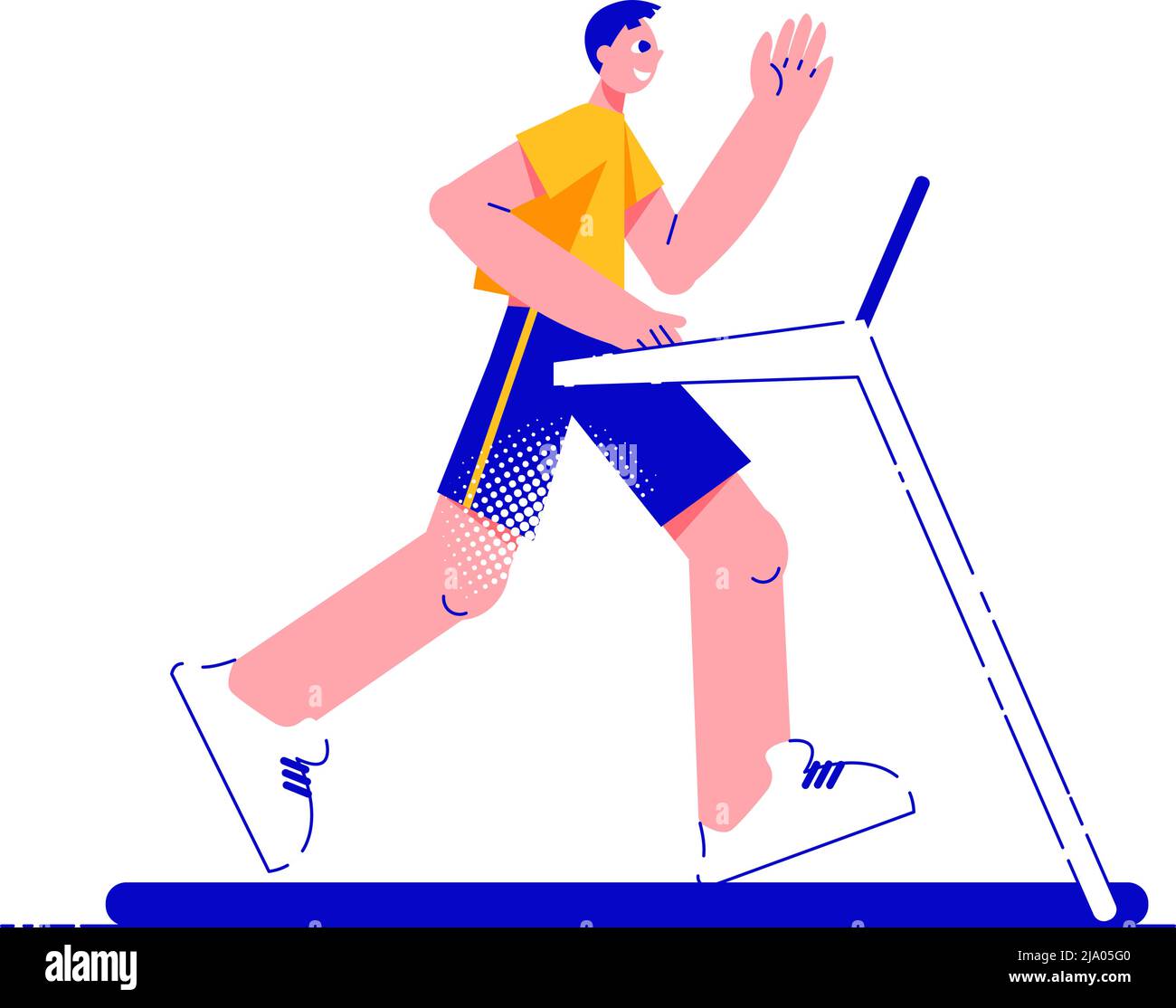 Fitness people flat composition with side view of man on running ...
