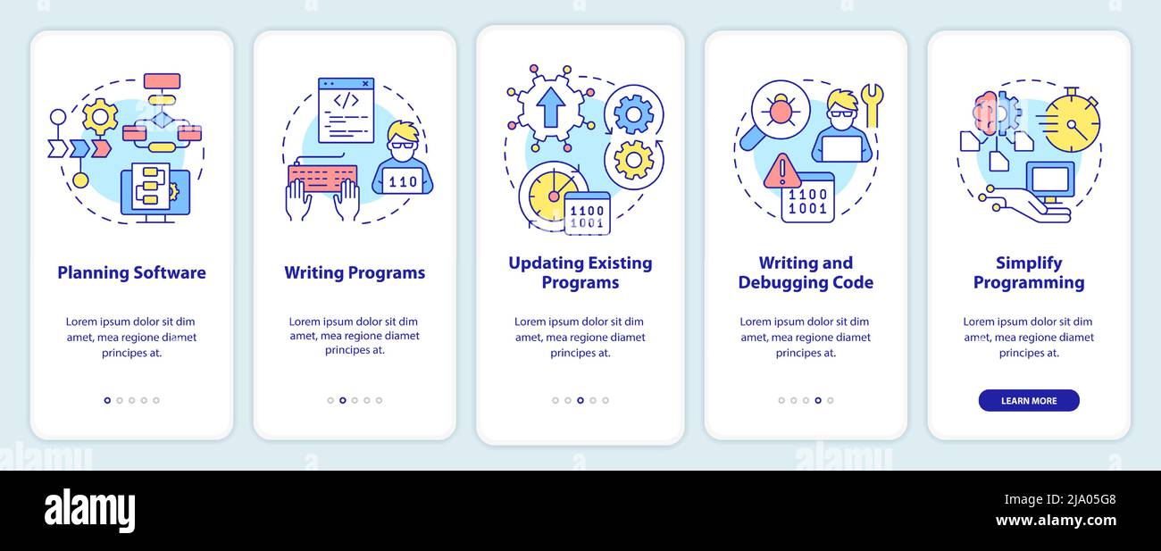 Programming skills onboarding mobile app screen Stock Vector Image ...