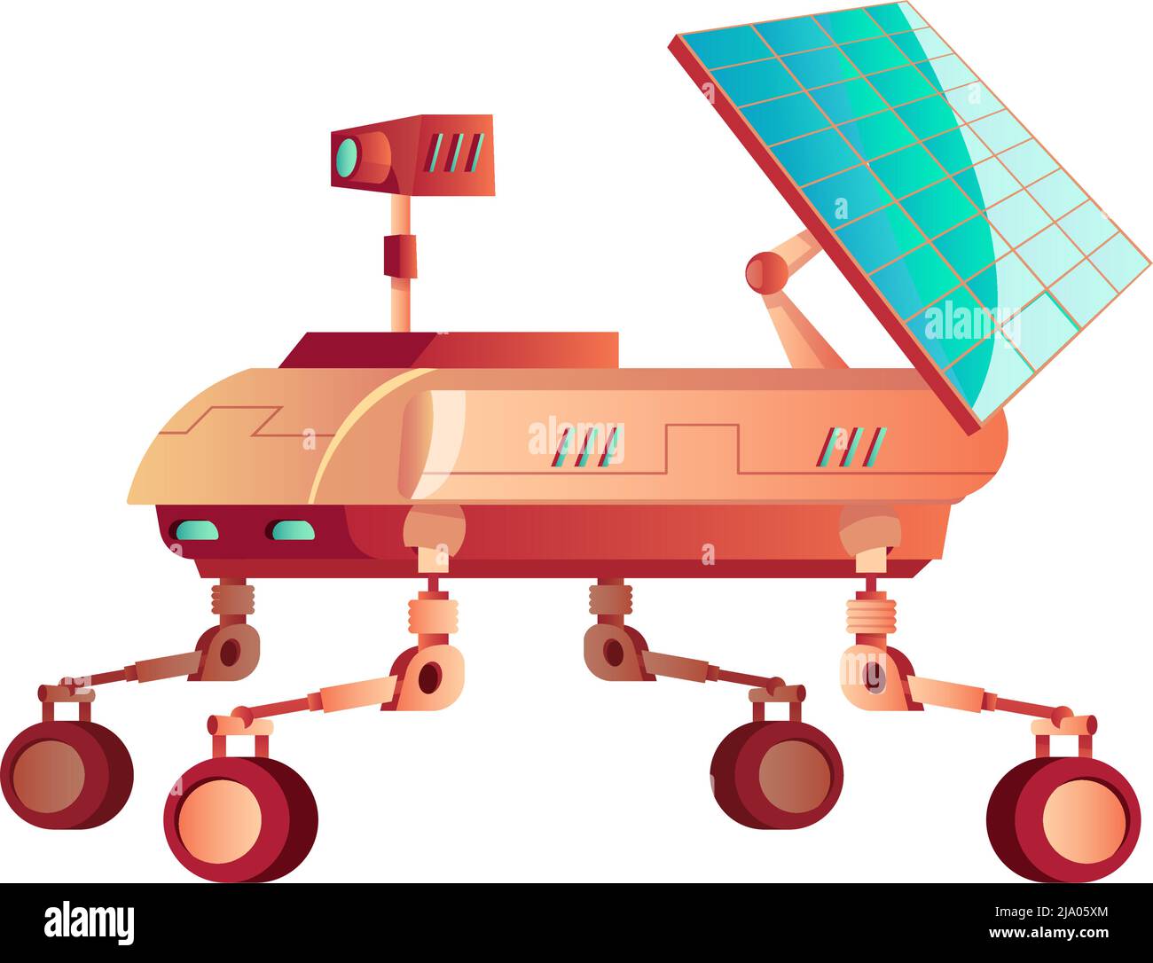 Exploration rover vehicle with solar panel flat icon vector ...