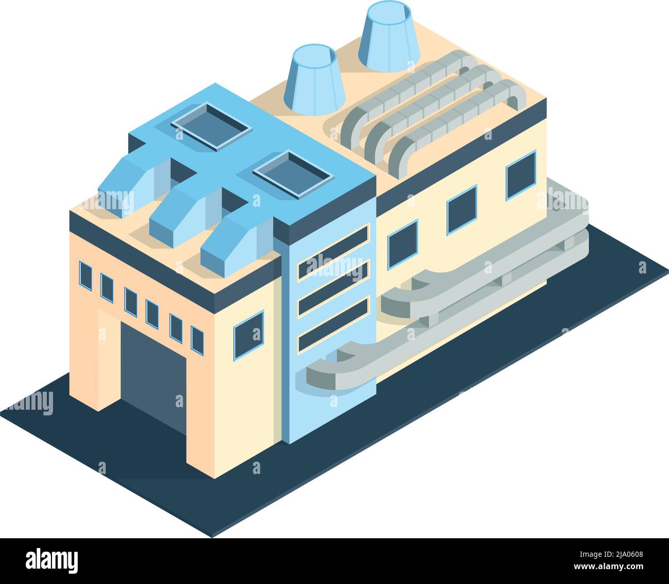 Isometric industrial plant factory building on white background 3d ...