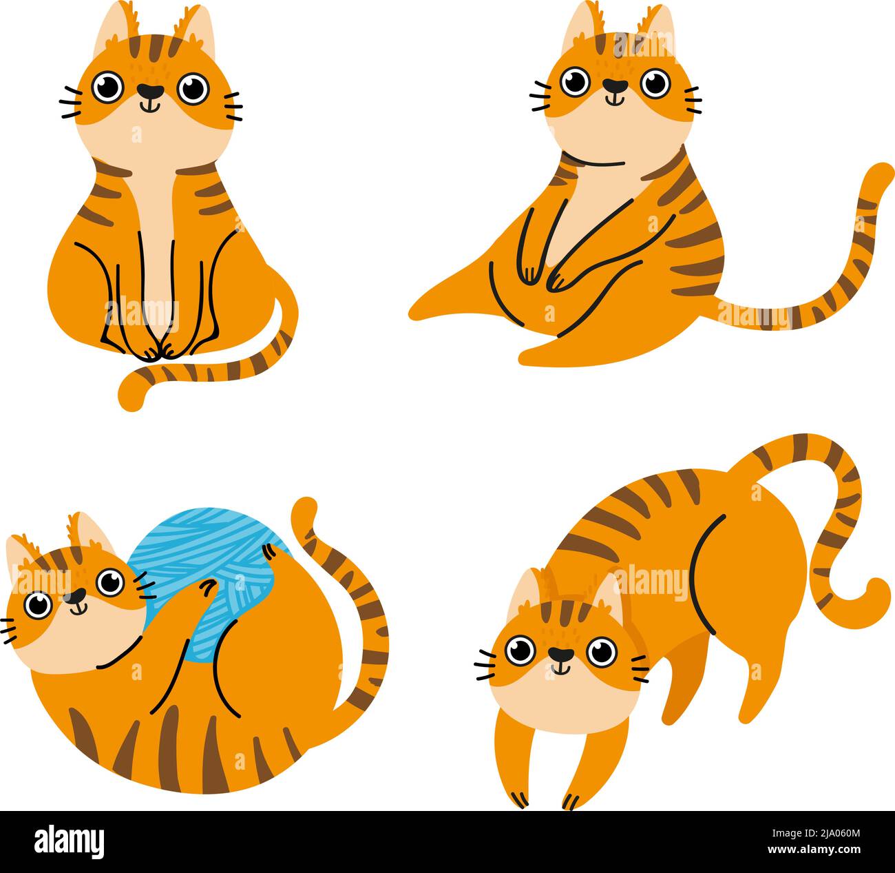Cat poses collection, cute pet sitting or lie Stock Vector Image & Art ...