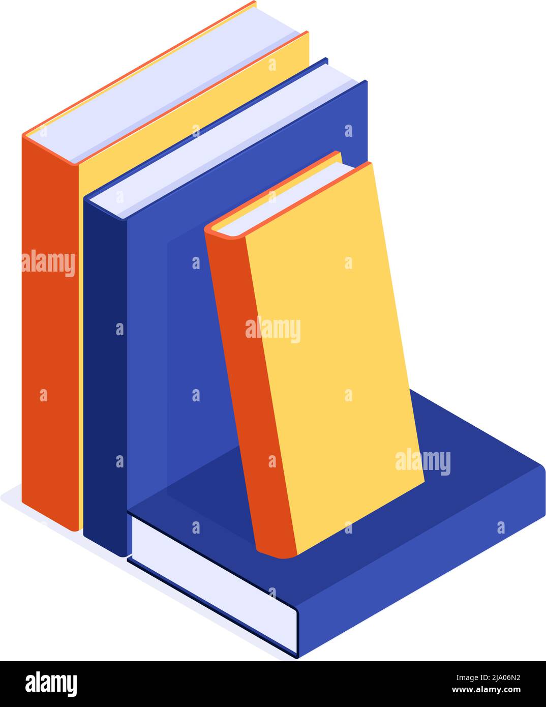 Isometric icon with colorful books on white background vector ...