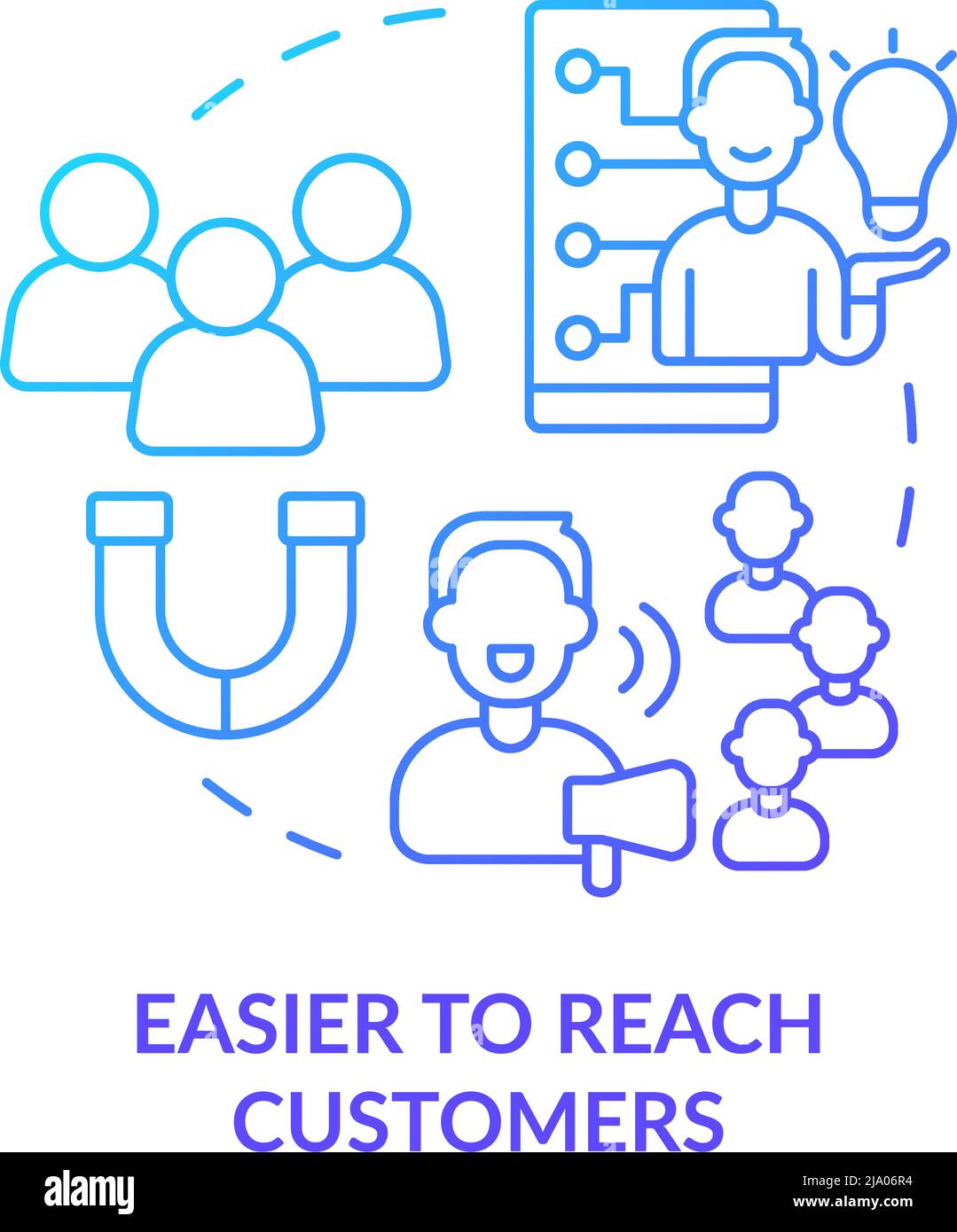 Easier to reach customers blue gradient concept icon Stock Vector Image ...