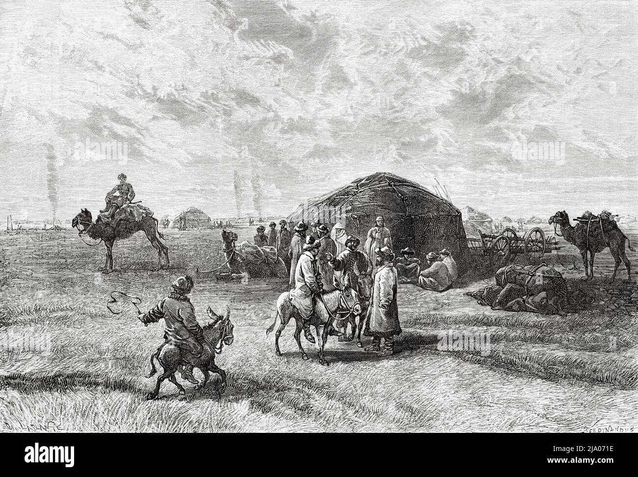 Kyrgyz kibitka in the steppe, Kyrgyzstan, Central Asia. From Orenburg ...