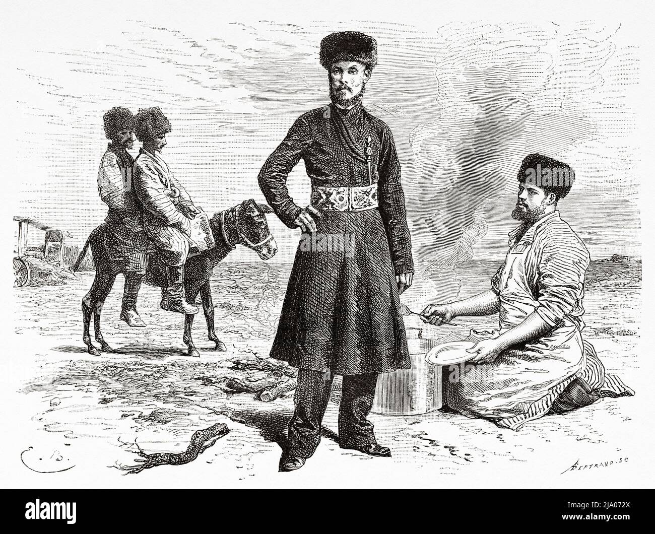 A Tatar guide an Uzbek cook and two Kara-Kalpakians in Samarkand ...