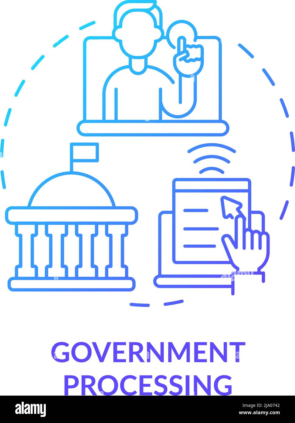 Government processing blue gradient concept icon Stock Vector Image ...