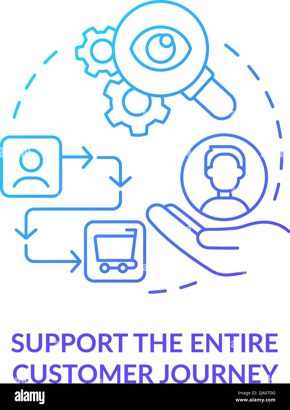 Support entire customer journey blue gradient concept icon Stock Vector ...