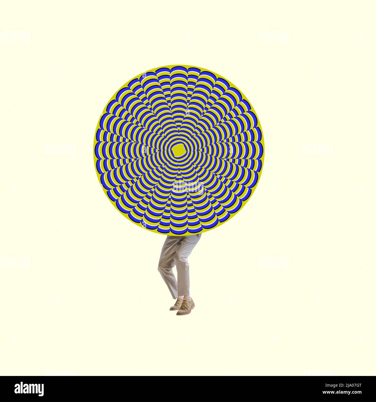 Contemporary art collage. Dancing man with optical illusion design ...