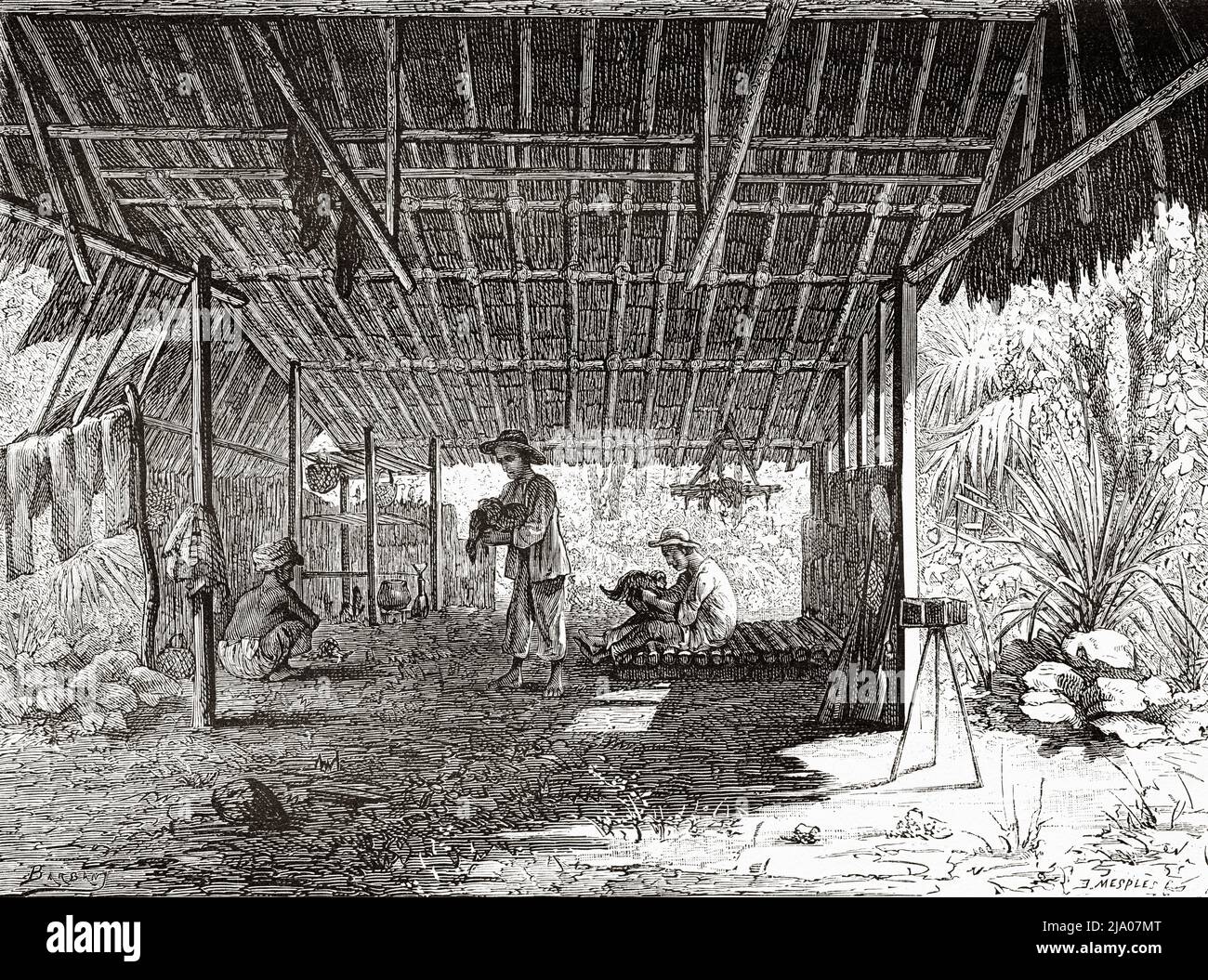 Kitchen of a traditional house in Dodinga. Moluccan Islands, Indonesia ...
