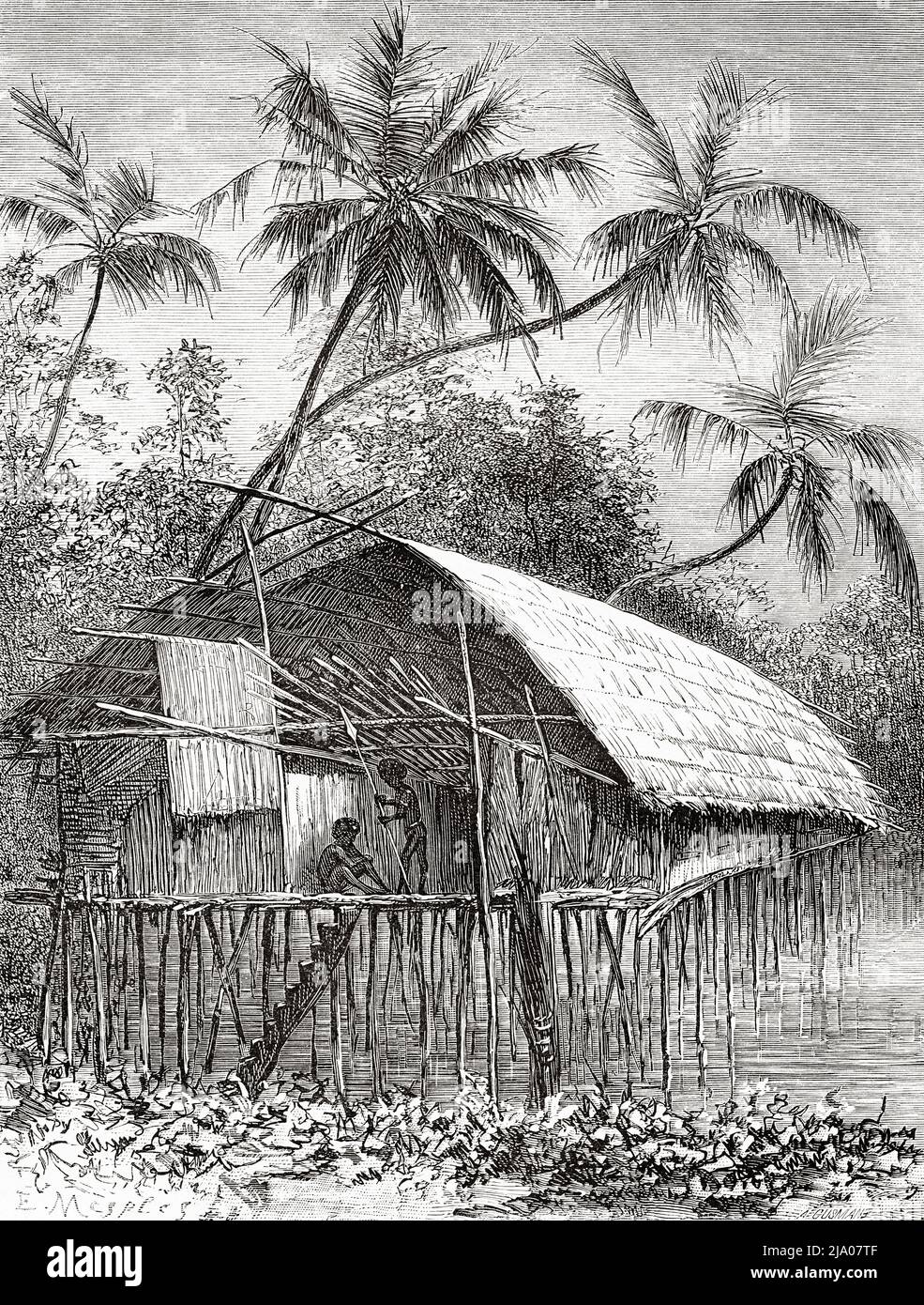 Traditional stilt house, Numfor island, Papua New Guinea, Indonesia ...