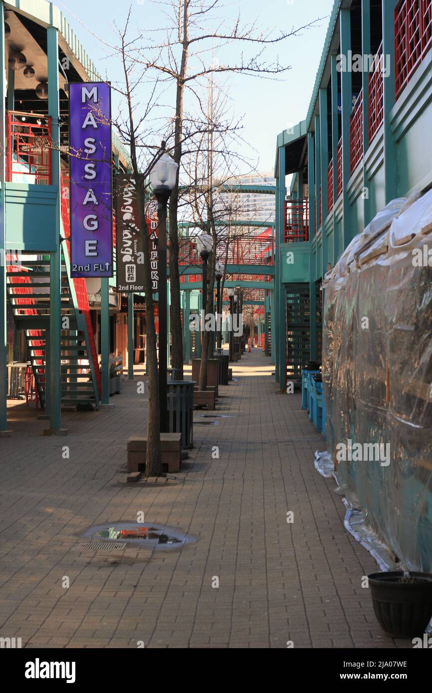 Festive sidewalk in an ethnic shopping mall in Chinatown Stock Photo ...