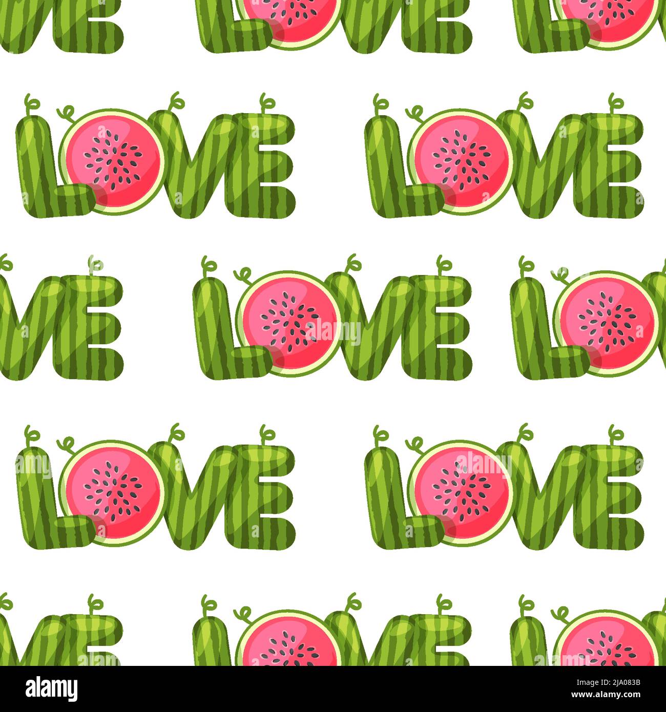 Seamless pattern watermelon love. Vector summer background Stock Vector ...