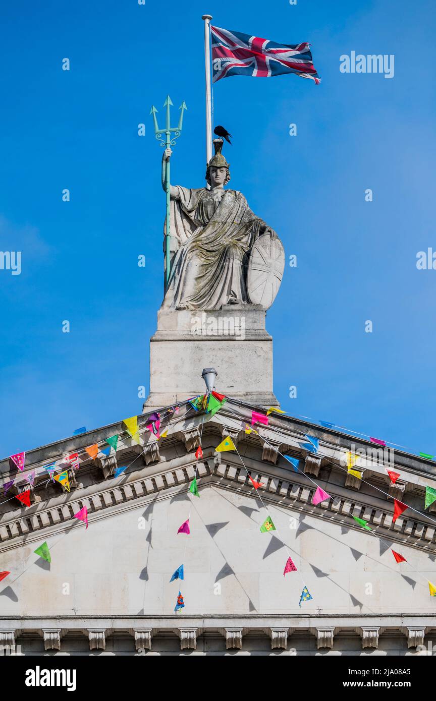 London, UK. 26 May 2022. Tate Britain's facade covered with bunting ...