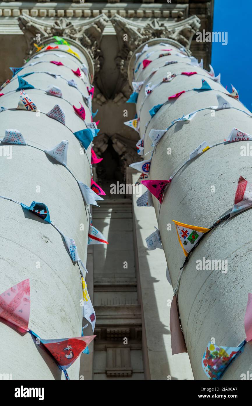 London, UK. 26 May 2022. Tate Britain's facade covered with bunting ...