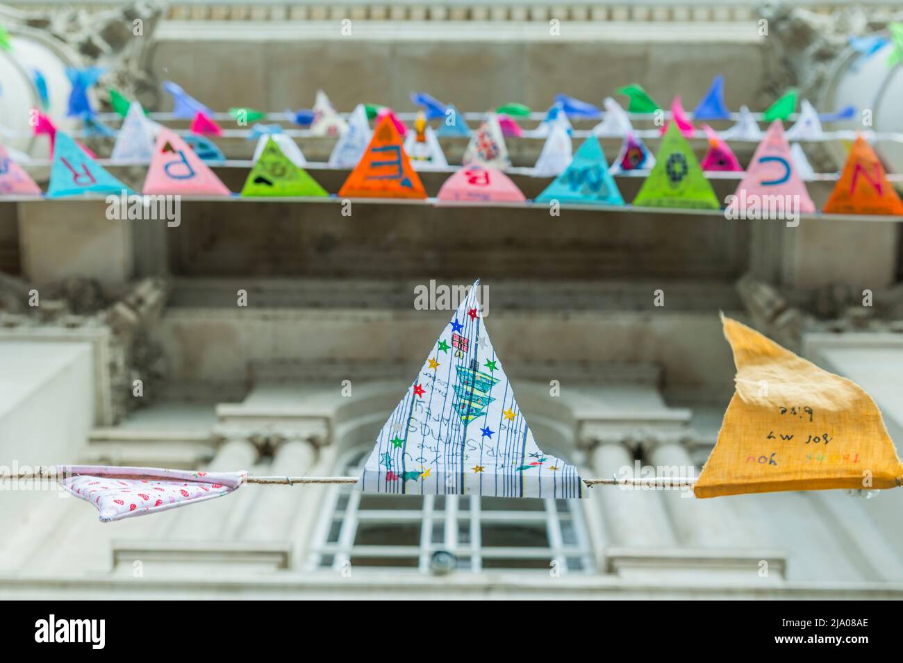 London, UK. 26 May 2022. Tate Britain's facade covered with bunting ...