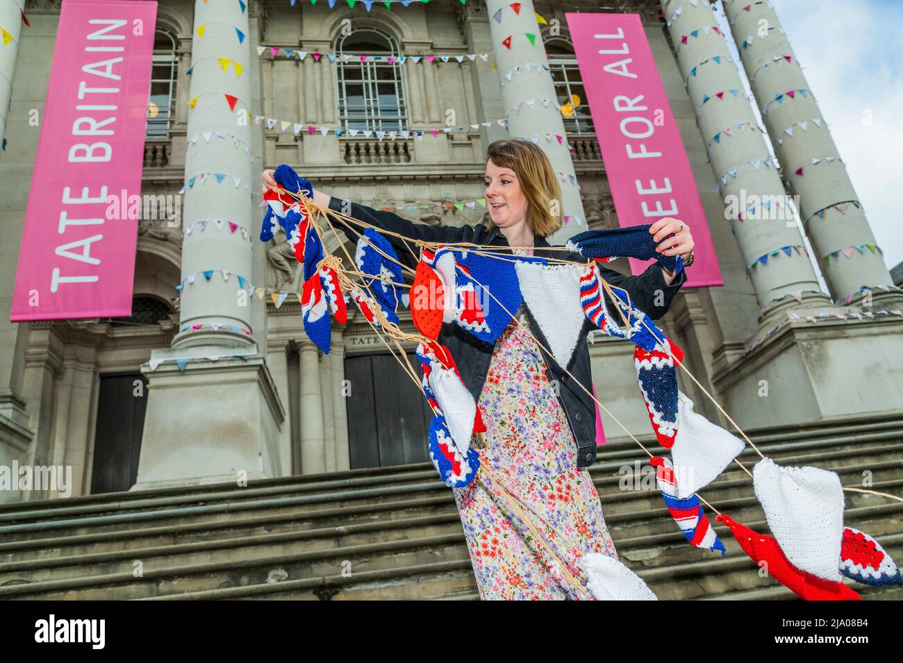 London, UK. 26 May 2022. Tate Britain's facade covered with bunting ...