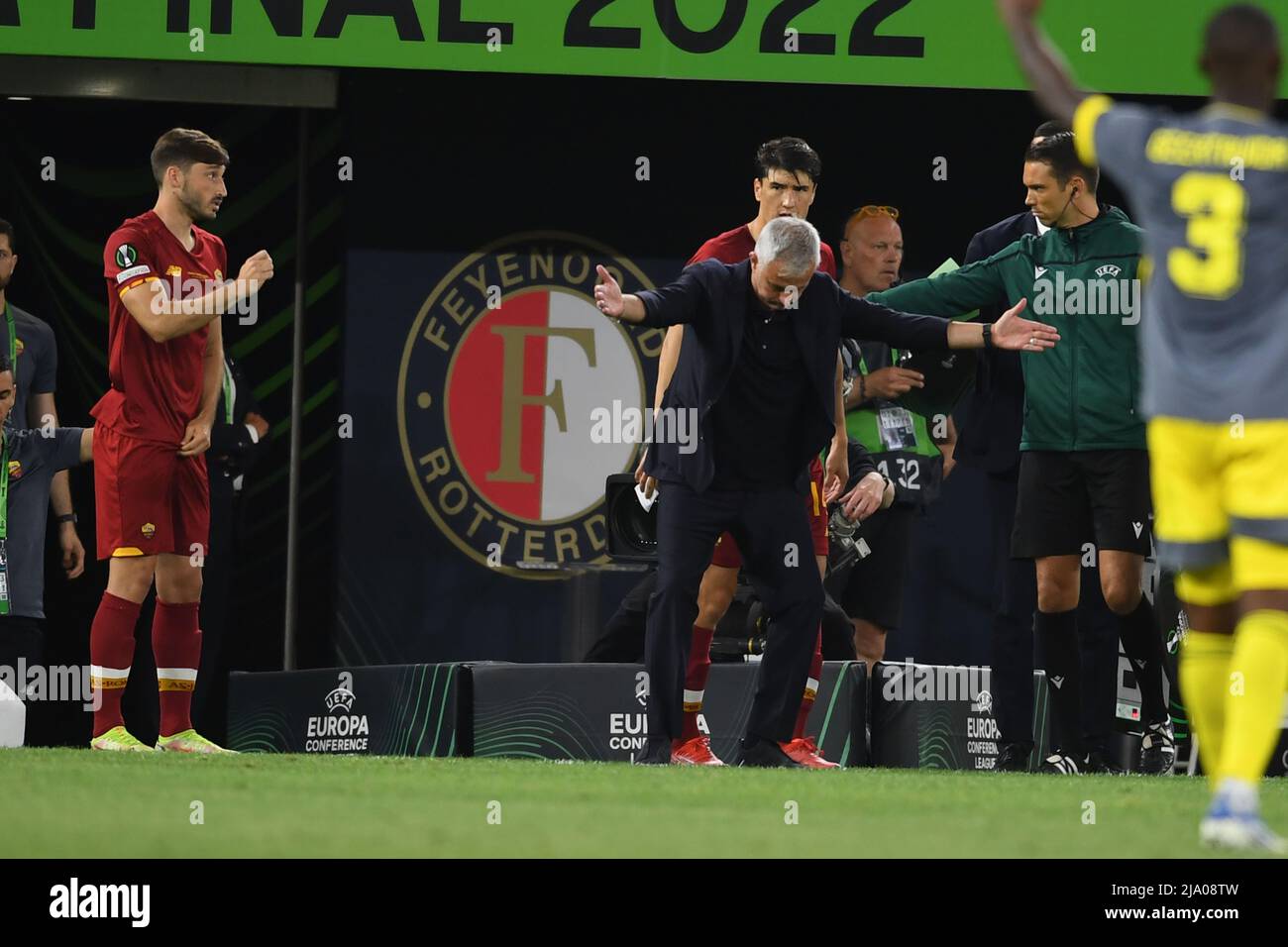 Matas Vina (Roma)Jose Mourinho Coach (Roma) Eldor Shomurodov (Roma ...