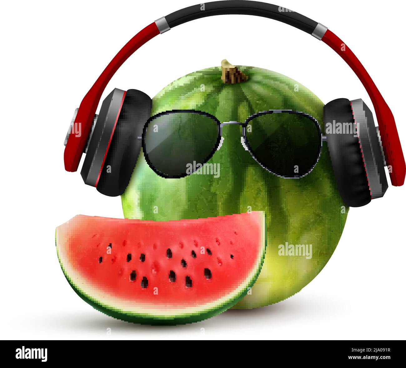 Sunglasses realistic summer composition with watermelon in wireless ...