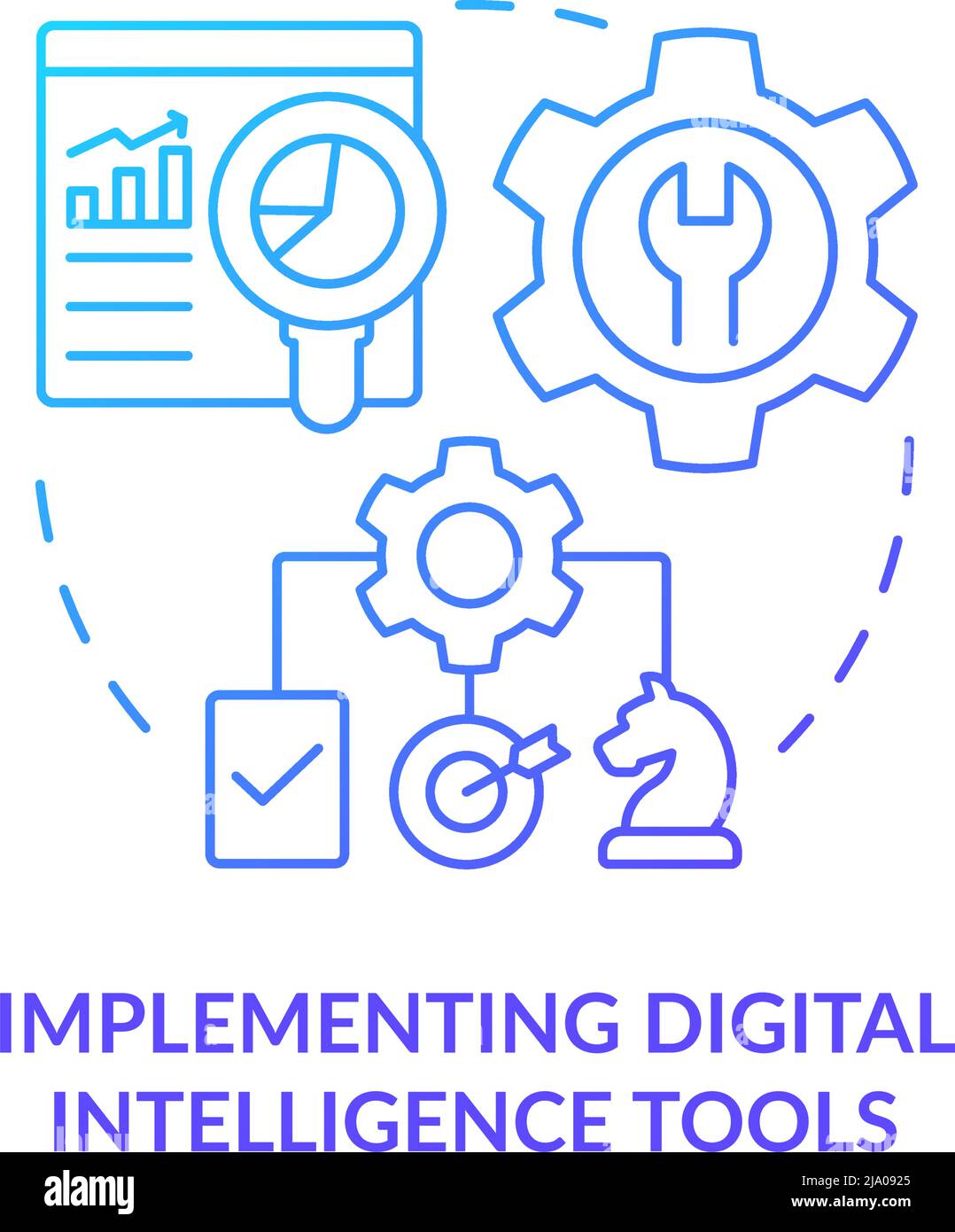 Implementing digital intelligence tools blue gradient concept icon ...