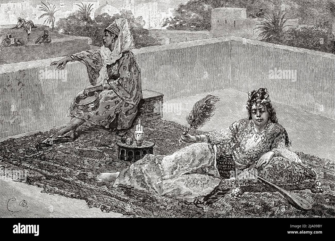 The wives of the Grand Vizier of Fez, Fes el Bali, Morocco. North of ...