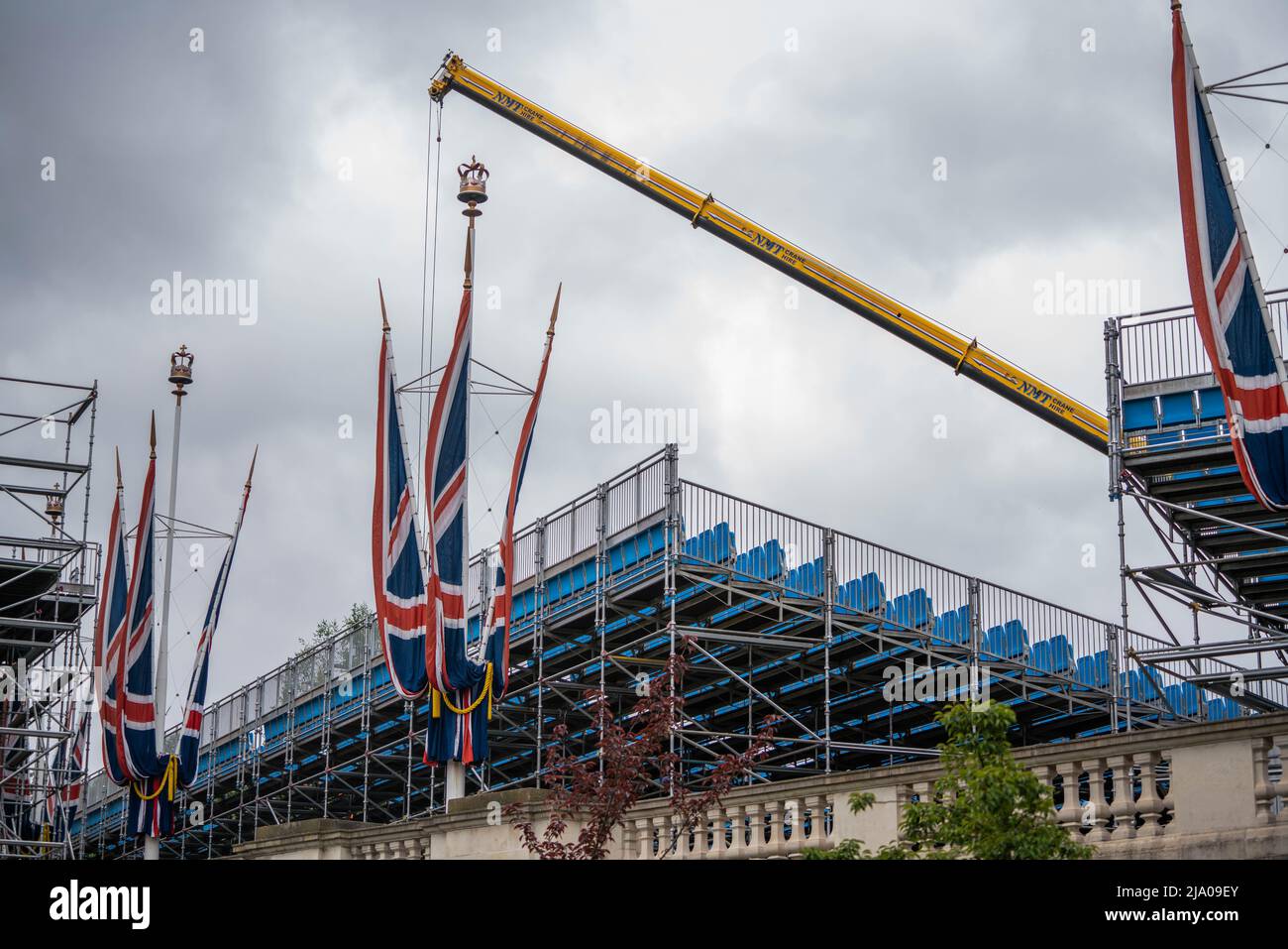 London UK, 26 May 2022. Grandstands seating at Buckingham Palace for ...
