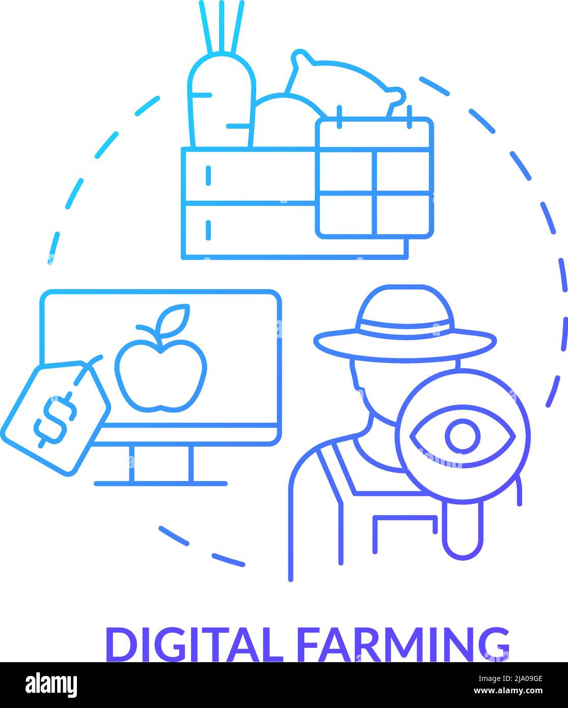 Digital farming blue gradient concept icon Stock Vector Image & Art - Alamy