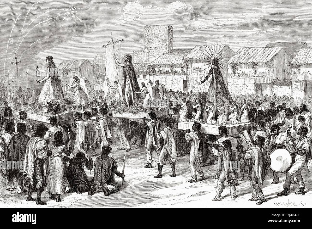 Corpus Christi procession on Easter Sunday in Popayan. Cauca valley ...