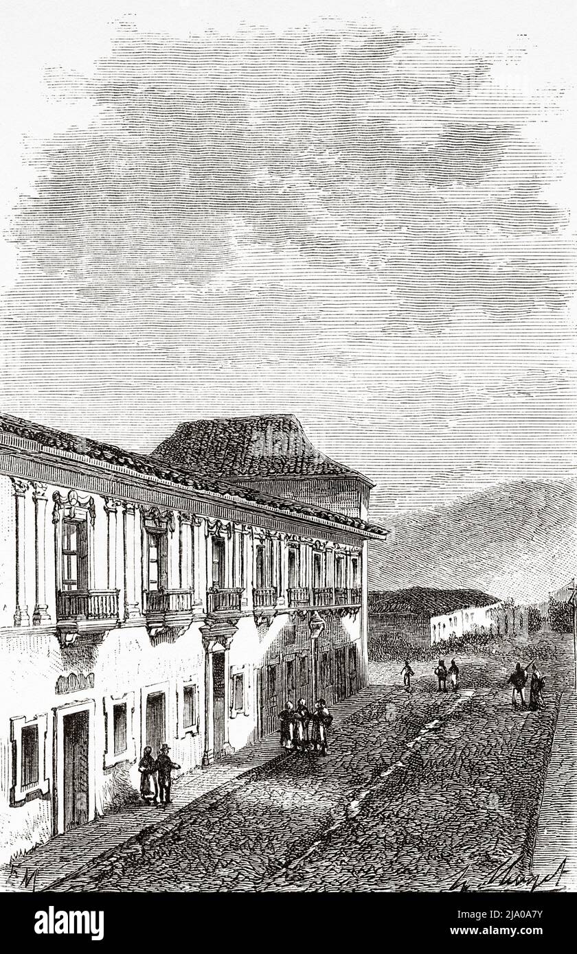 Old typical street in the Colombian city of Pasto. Nariño Department ...