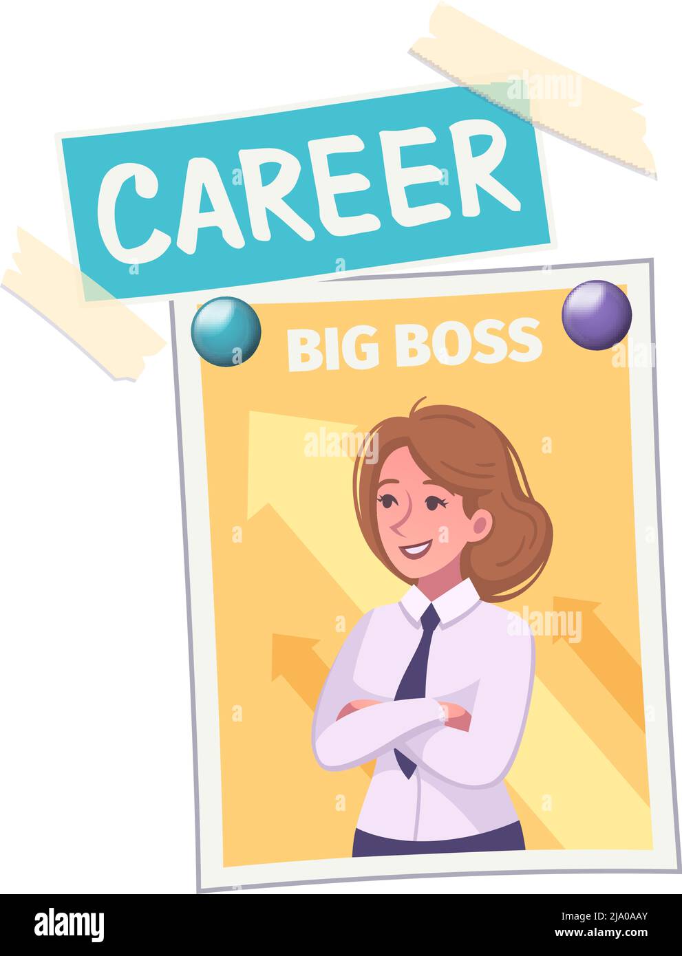 Vision board composition with photo of female big boss and text vector ...