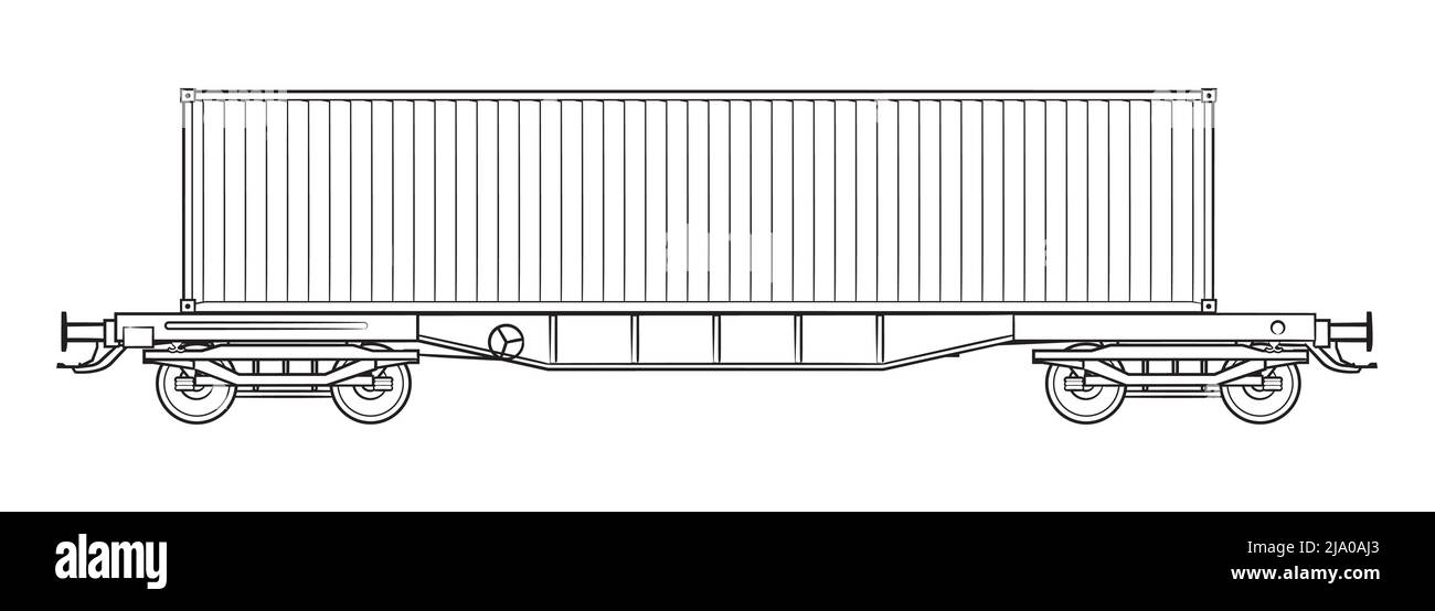 Railroad cargo container wagon - outline vector stock illustration Stock Vector Image & Art - Alamy