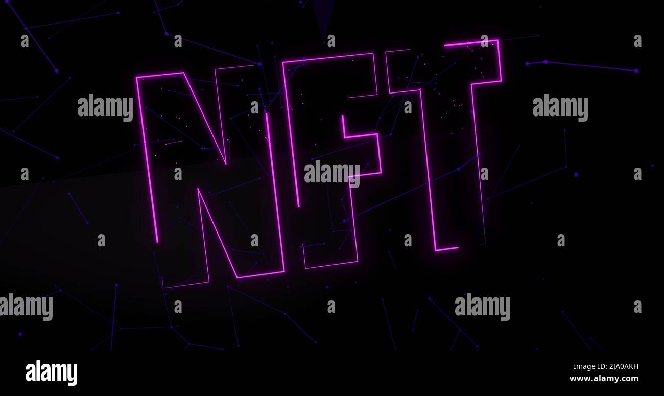 Image of purple nft text over black background Stock Photo - Alamy