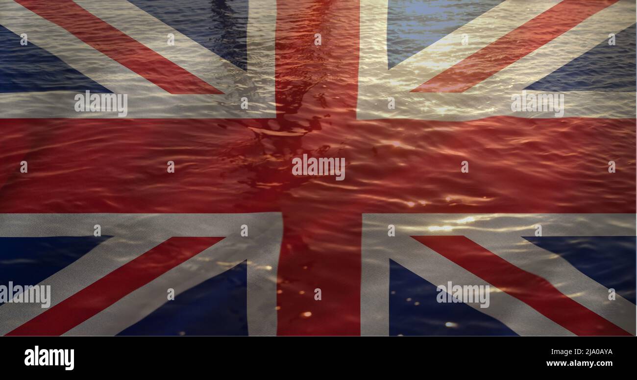 British flag with water flowing in the background Stock Photo - Alamy